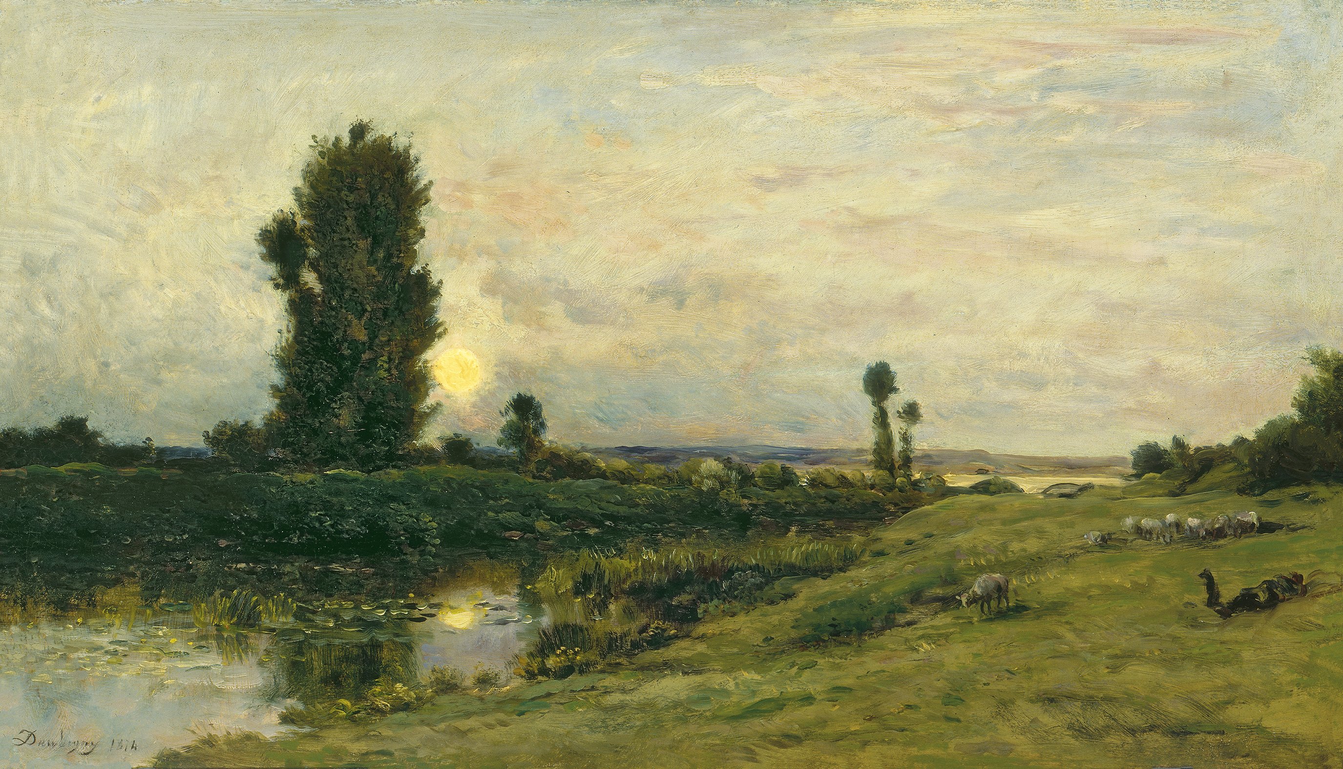 Moonrise on the Banks of the River Oise - Daubigny, Charles-François ...